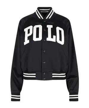 Polo Ralph Lauren Logo Buttoned Bomber Jacket - Black