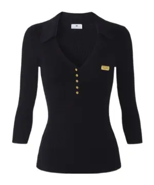Elisabetta Franchi Micro-braided Knit Polo Shirt