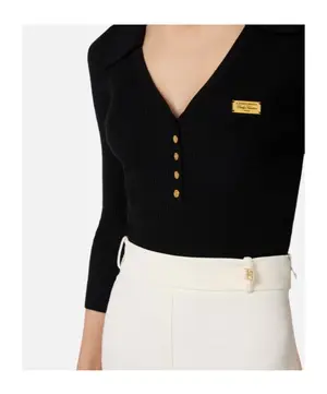 Elisabetta Franchi Micro-braided Knit Polo Shirt