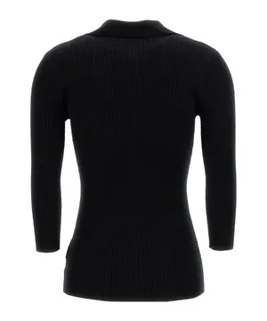 Elisabetta Franchi Micro-braided Knit Polo Shirt