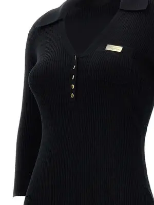 Elisabetta Franchi Micro-braided Knit Polo Shirt