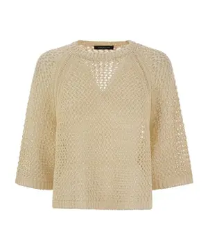 Fabiana Filippi Round Neck Sweater With Hollow Details - Nude