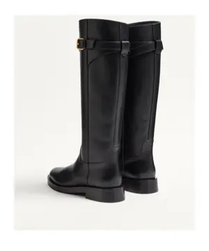 Valentino Garavani Logo Plaque Buckle Detailed Knee High Boots