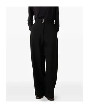 Studio Nicholson Belted Wide Leg Trousers - Black