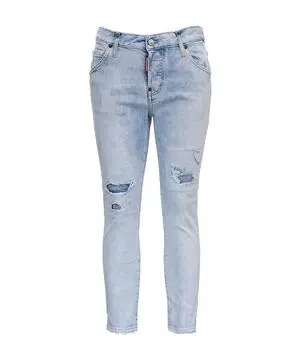 Dsquared2 Cropped Distressed Skinny Jeans - Gray