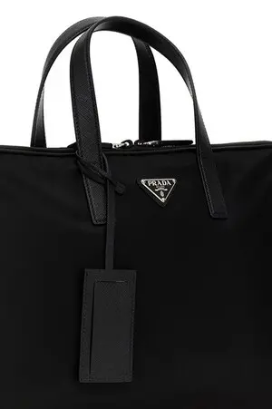Prada Triangular Logo Plaque Briefcase