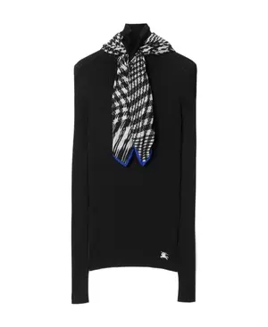 Burberry Scarf-detailed High-neck Ribbed Jumper