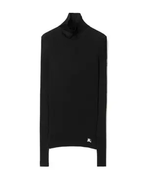Burberry Scarf-detailed High-neck Ribbed Jumper
