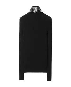 Burberry Scarf-detailed High-neck Ribbed Jumper