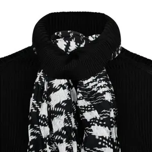 Burberry Scarf-detailed High-neck Ribbed Jumper