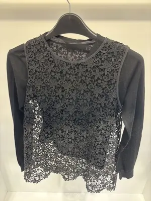 Max Mara Round Neck Long Sleeve Lace Top