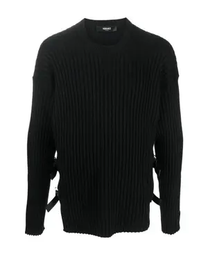 Versace Side-slit Crewneck Ribbed Jumper