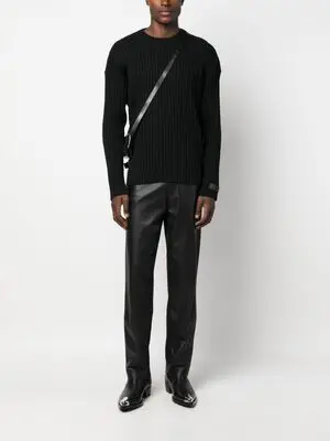 Versace Side-slit Crewneck Ribbed Jumper