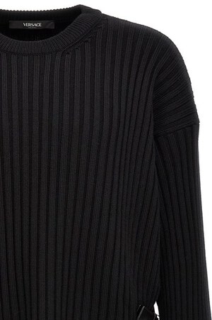 Versace Side-slit Crewneck Ribbed Jumper