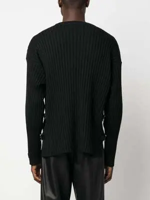 Versace Side-slit Crewneck Ribbed Jumper