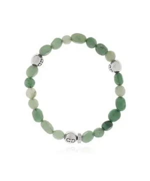 FERRAGAMO Stone Bracelet With Engraved Cylinders - Green