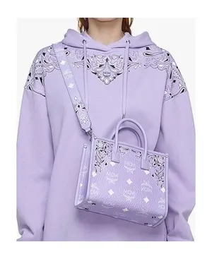 Mcm Top Handle Shoulder Bag With Visetos Strap