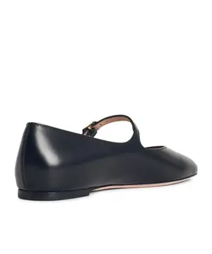 Bally Rina Leather Ballet Flats With Gold Metal Buckle - Black