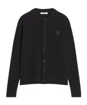 Maison Kitsuné Fox Head Ribbed Cardigan - Black