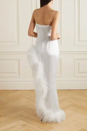 Alessandra Rich Feather-trimmed Silk Gown