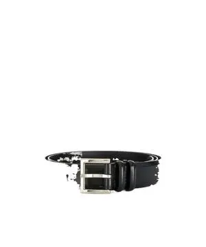ORTIGNI Buckled Leather Belt - Black