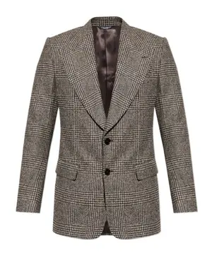 Dolce & Gabbana Dolce Gabbana Checked Single-breasted Blazer - Brown