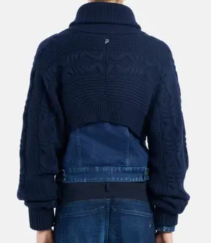 DONDUP Knitted Denim Jacket With Detachable Crop Top