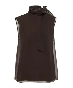 Brunello Cucinelli Sleeveless Bow Detail Blouse