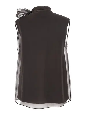 Brunello Cucinelli Sleeveless Bow Detail Blouse