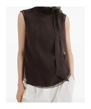Brunello Cucinelli Sleeveless Bow Detail Blouse