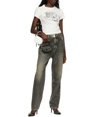 DIESEL® 1dr Logo Detailed Xs Shoulder Bag - White