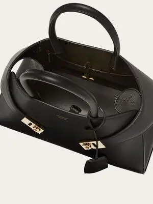 FERRAGAMO Gancini Logo Tote Bag - Black