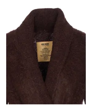 UMA WANG Shawl Collar Long Sleeve Cardigan - Black