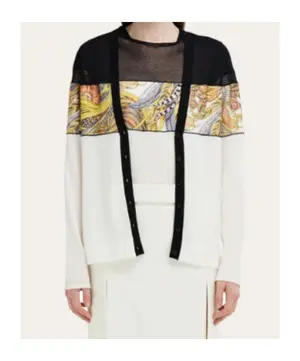 FERRAGAMO V-neck Cardigan With Silk Inserts