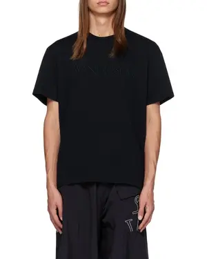 J.W.ANDERSON Jw Anderson Logo Embroidered Short-sleeved T-shirt - Black