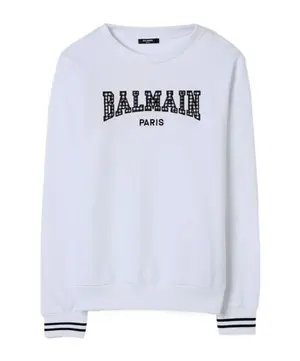 Balmain Logo Embroidered Crewneck Sweatshirt - Blue