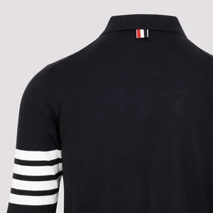 Thom Browne Bar Striped Knitted Polo Shirt