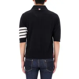 Thom Browne Bar Striped Knitted Polo Shirt