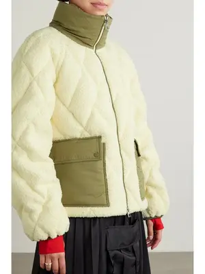 Moncler Jonquille Fleece Quilted Down Jacket - Light Beige