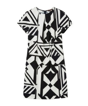Max Mara Round Neck Geometric Print Dress - Black