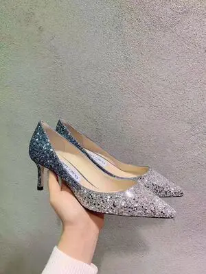 JIMMY CHOO Pointed Glitter Heels