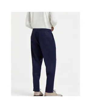 Brunello Cucinelli Pleated Tapered Leg Trousers - Sea Color