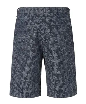 Fendi Ff Jacquard Denim Shorts - Blue