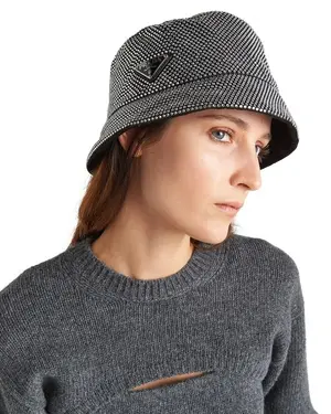 Prada Embellished Logo Plaque Bucket Hat