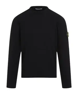 Stone Island Logo Patch Crewneck Sweatshirt - Black