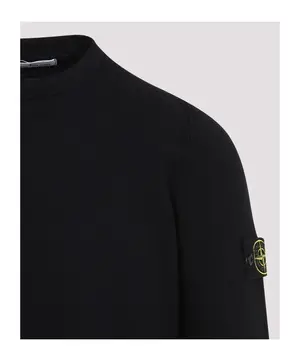 Stone Island Logo Patch Crewneck Sweatshirt - Black