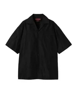 Gucci Gg Faille Collared Short-sleeve Shirt - Black