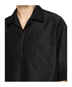 Gucci Gg Faille Collared Short-sleeve Shirt - Black
