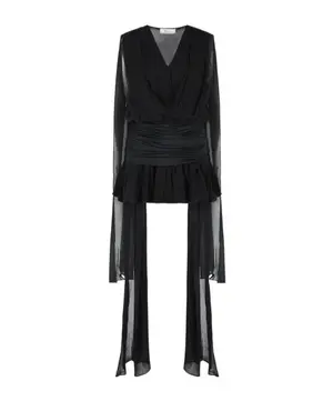 Blumarine V-neck Long Sleeve Draped Pleated Top