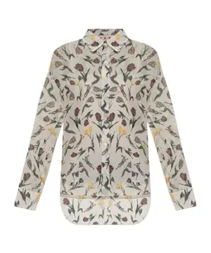 Marni Floral Printed Long Sleeve Shirt - Gray
